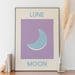 Lune Moon Print Digital Art Download Blue Moon Printable - Etsy