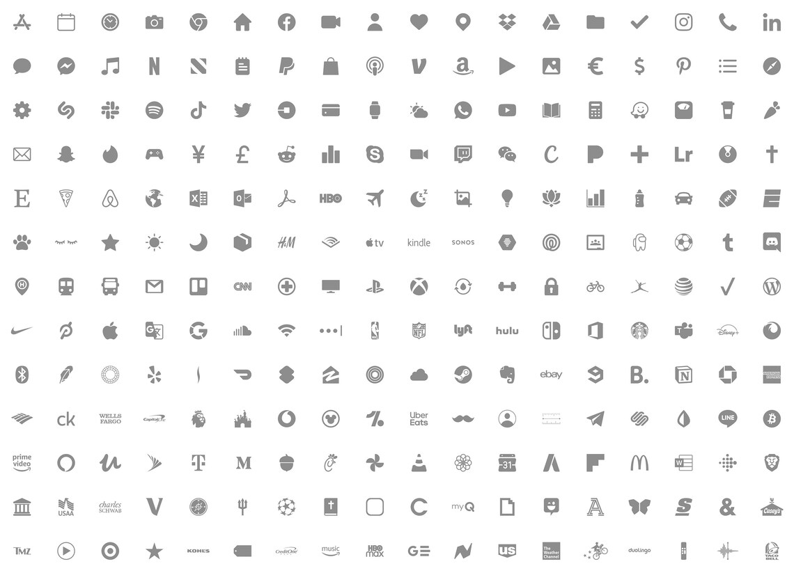 Ios Gray & White App Icons 230 Grey on White Minimal Ios 14 | Etsy