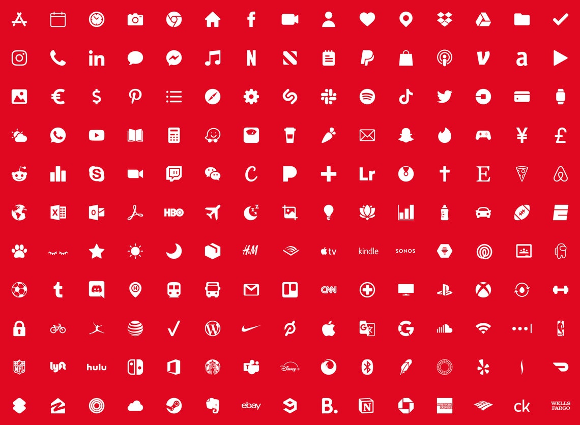 IOS Red & White App Icons Set 330 Red and White Minimal iOS | Etsy