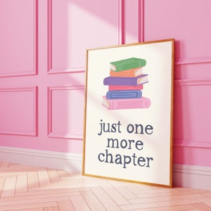 Just One More Chapter Print, Digital Art Download, Cute Library Decor ...