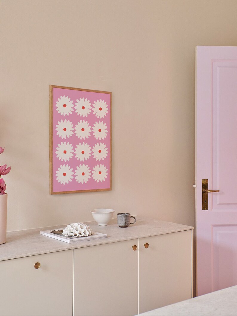 Pink Daisy Print Digital Art Download Flower Printable - Etsy