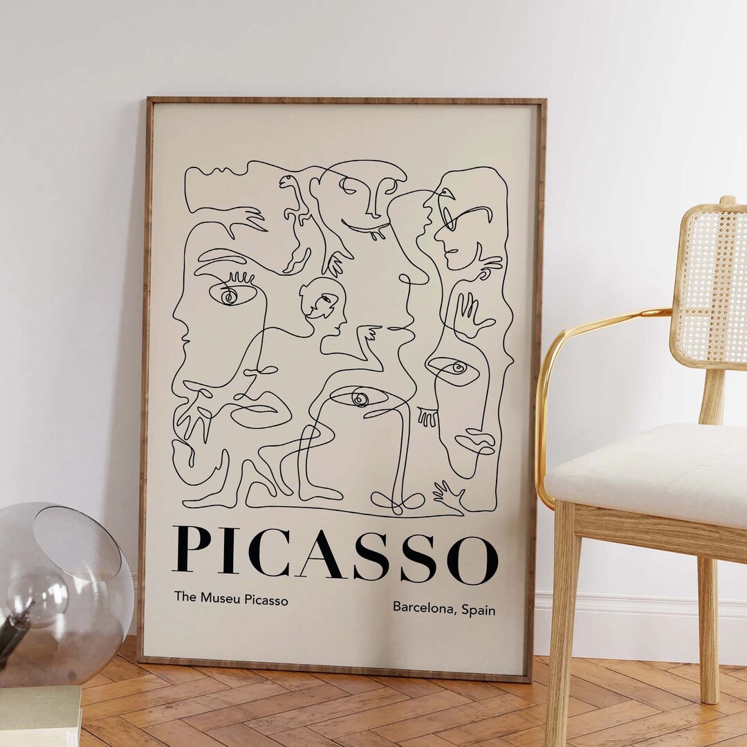 Picasso Line Drawing Print | Digital Art Download | Abstract Black and ...