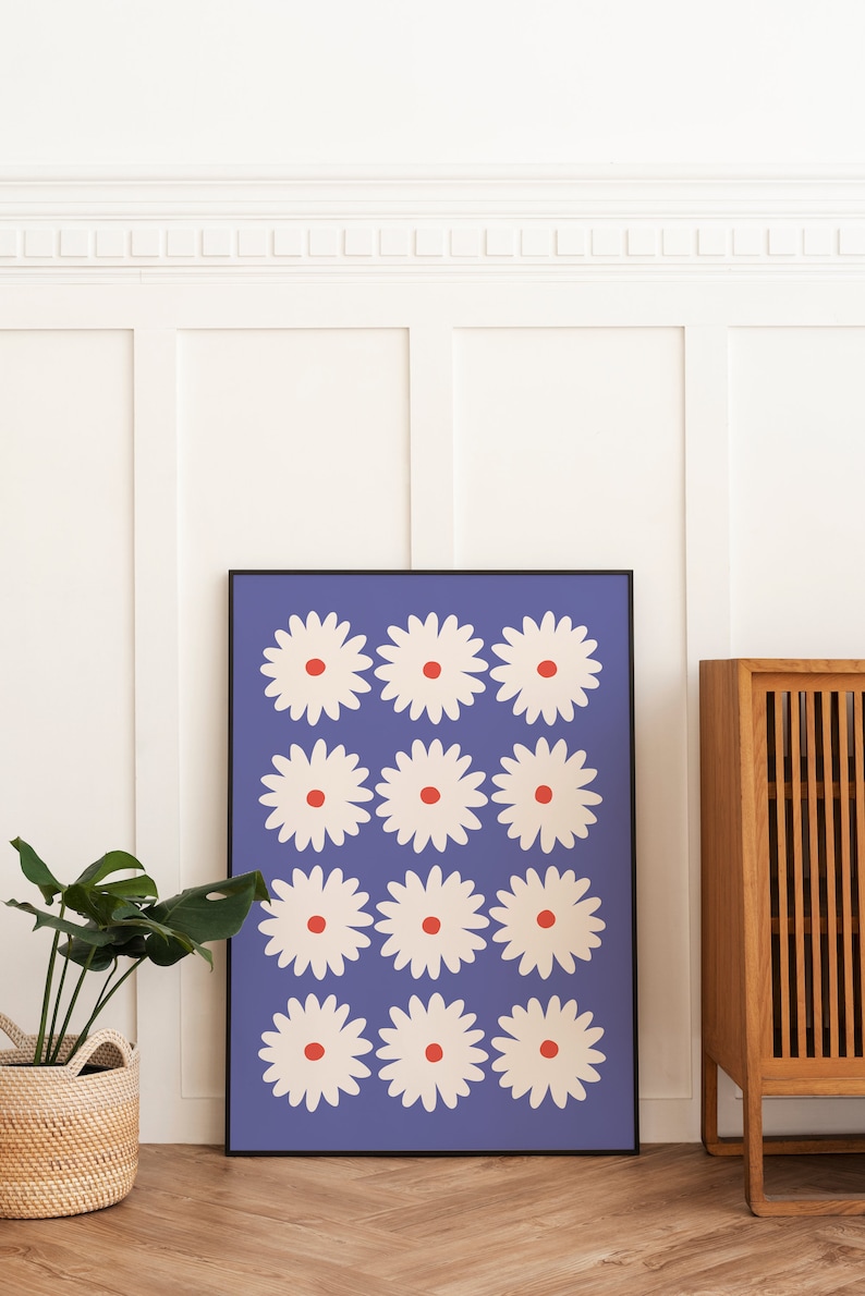 Blue Daisy Print | Digital Art Download | Flower Printable Wall Art ...