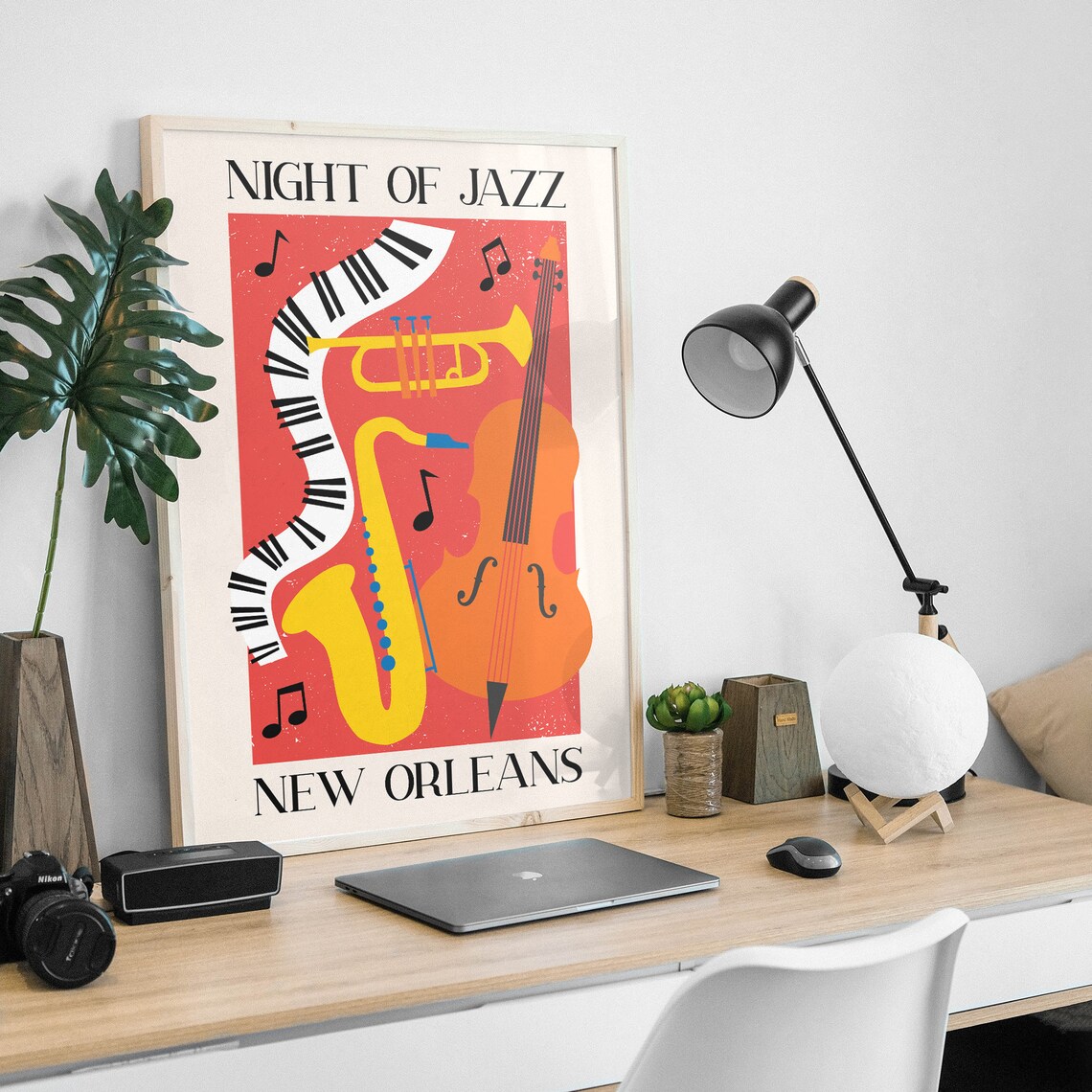 New Orleans Jazz Print Digital Art Download Red Jazz Music - Etsy