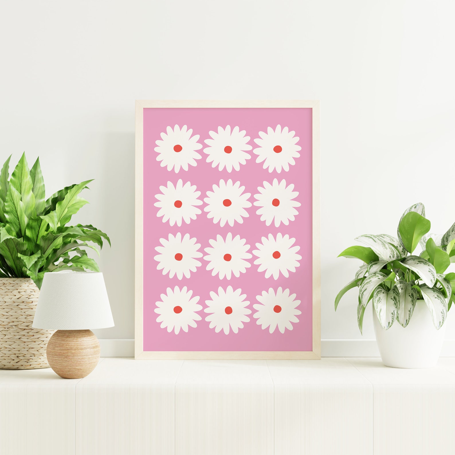Pink Daisy Print Digital Art Download Flower Printable - Etsy