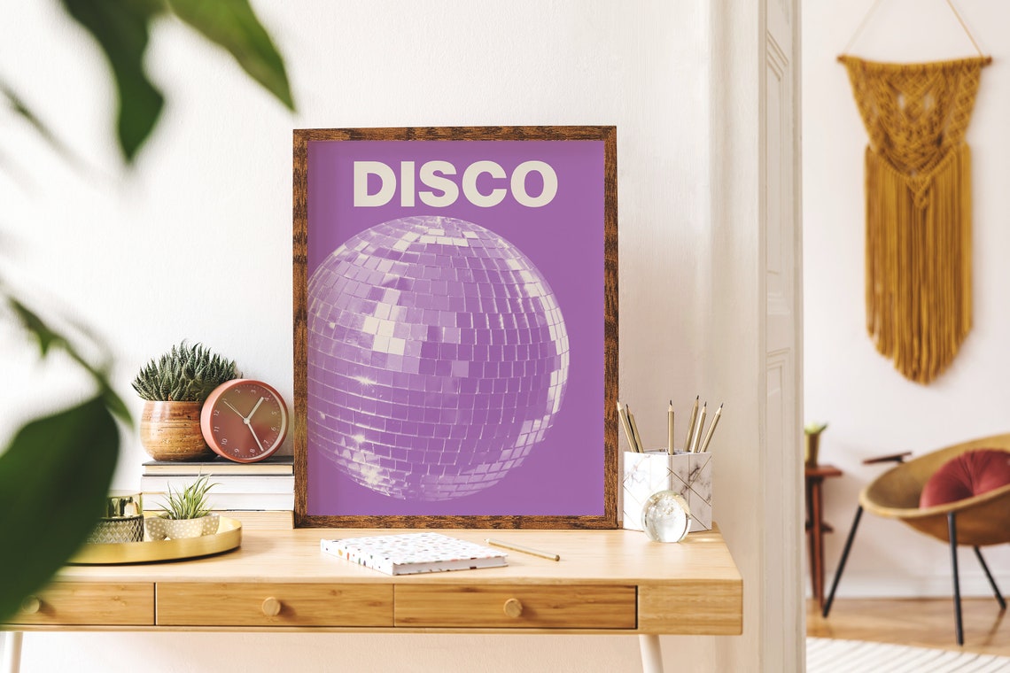 Purple Disco Print Digital Art Download Purple Disco Ball - Etsy