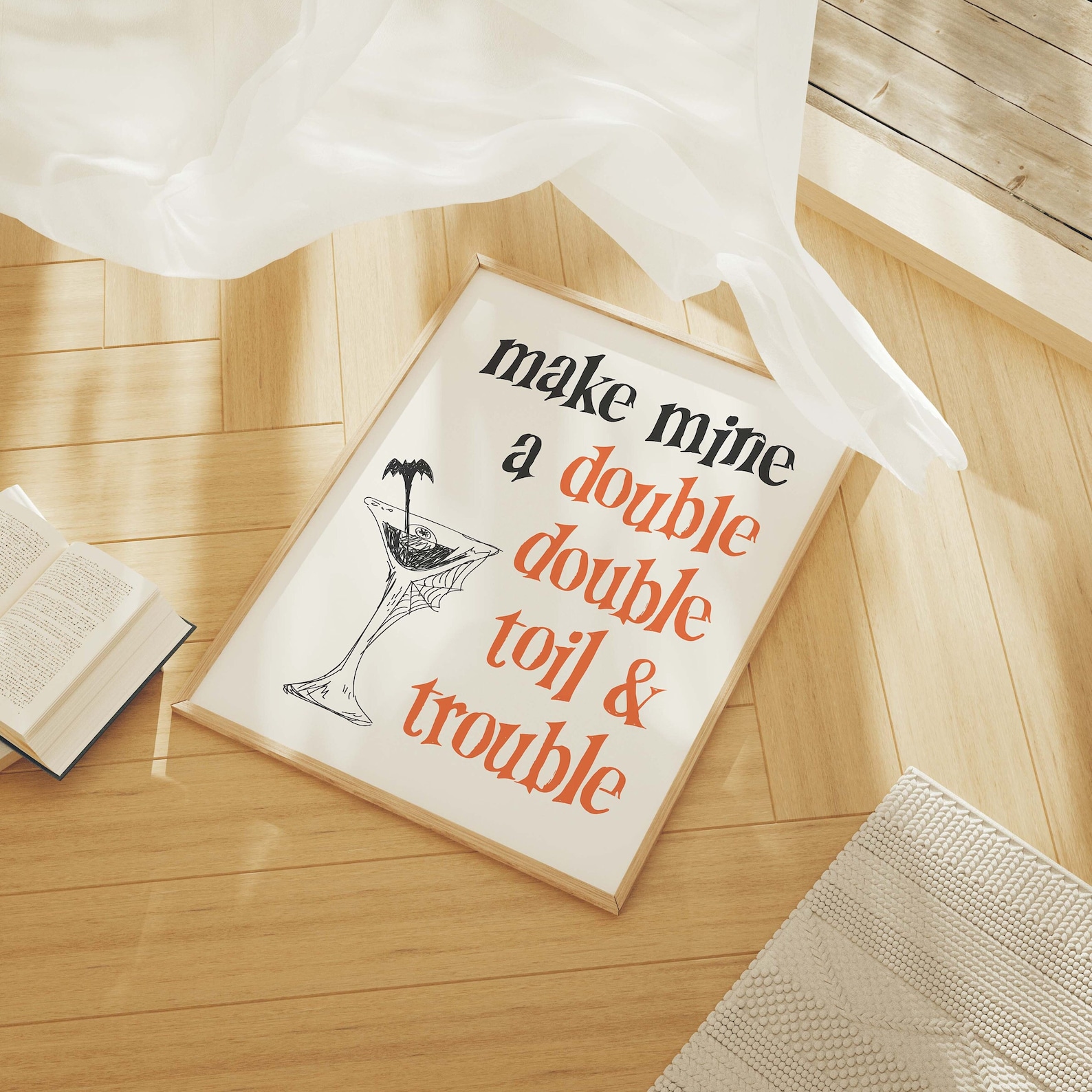 Make Mine A Double Print, Digital Art Download, Halloween Bar Cart ...