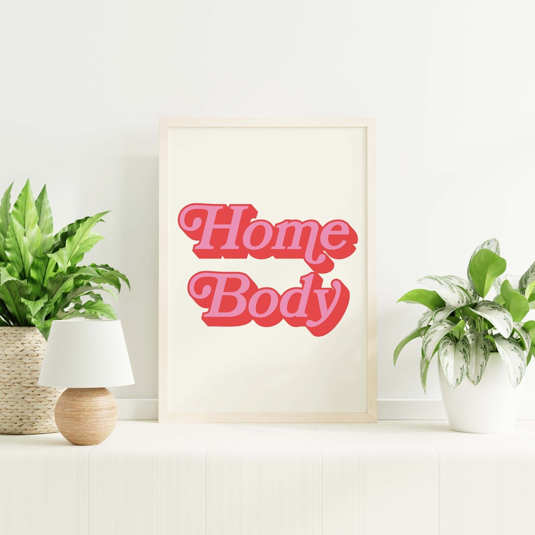 Homebody Print Digital Art Download Minimal Red Pink - Etsy