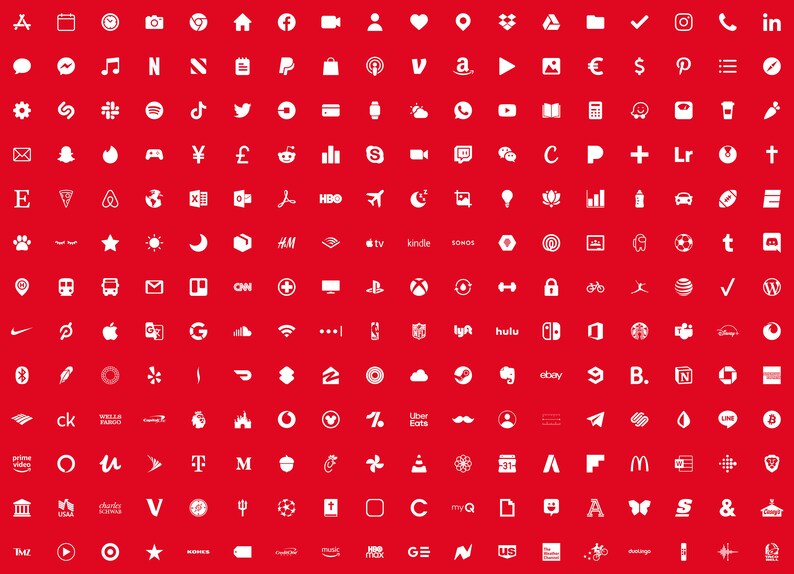 Ios Red App Icons 230 Bright Red Minimal Ios 14 Modern Icon | Etsy
