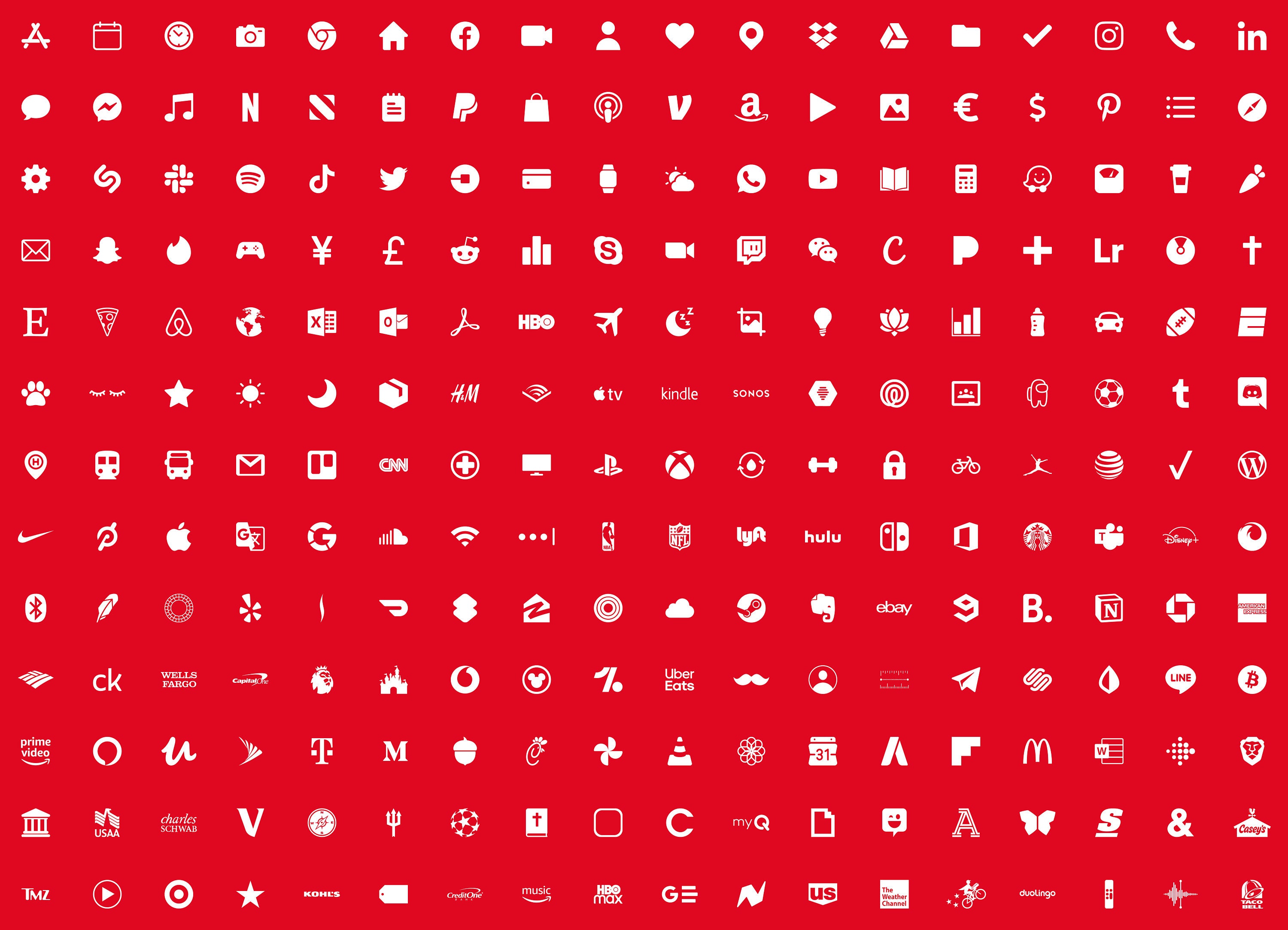 Ios Red App Icons 230 Bright Red Minimal Ios 14 Modern Icon - Etsy UK