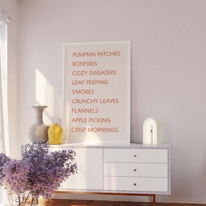 Fall Things Print | Digital Art Download | Minimal Fall Wall Print ...