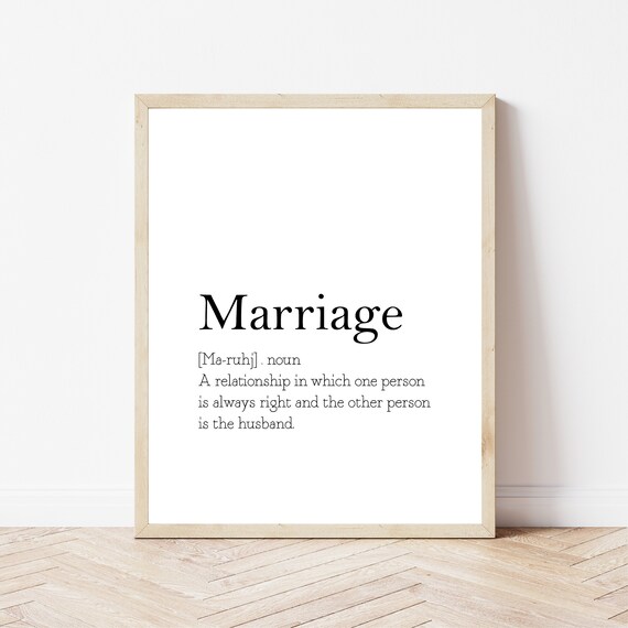 Marriage Definition Print Dictionary Print Wall Art Digital | Etsy
