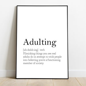 Adulting Definition, Wall Print, Wall Art, Definition Print - Etsy ...