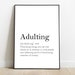 Adulting Definition Wall Print Wall Art Definition Print - Etsy Australia
