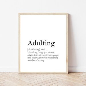 Adulting Definition, Wall Print, Wall Art, Definition Print - Etsy ...