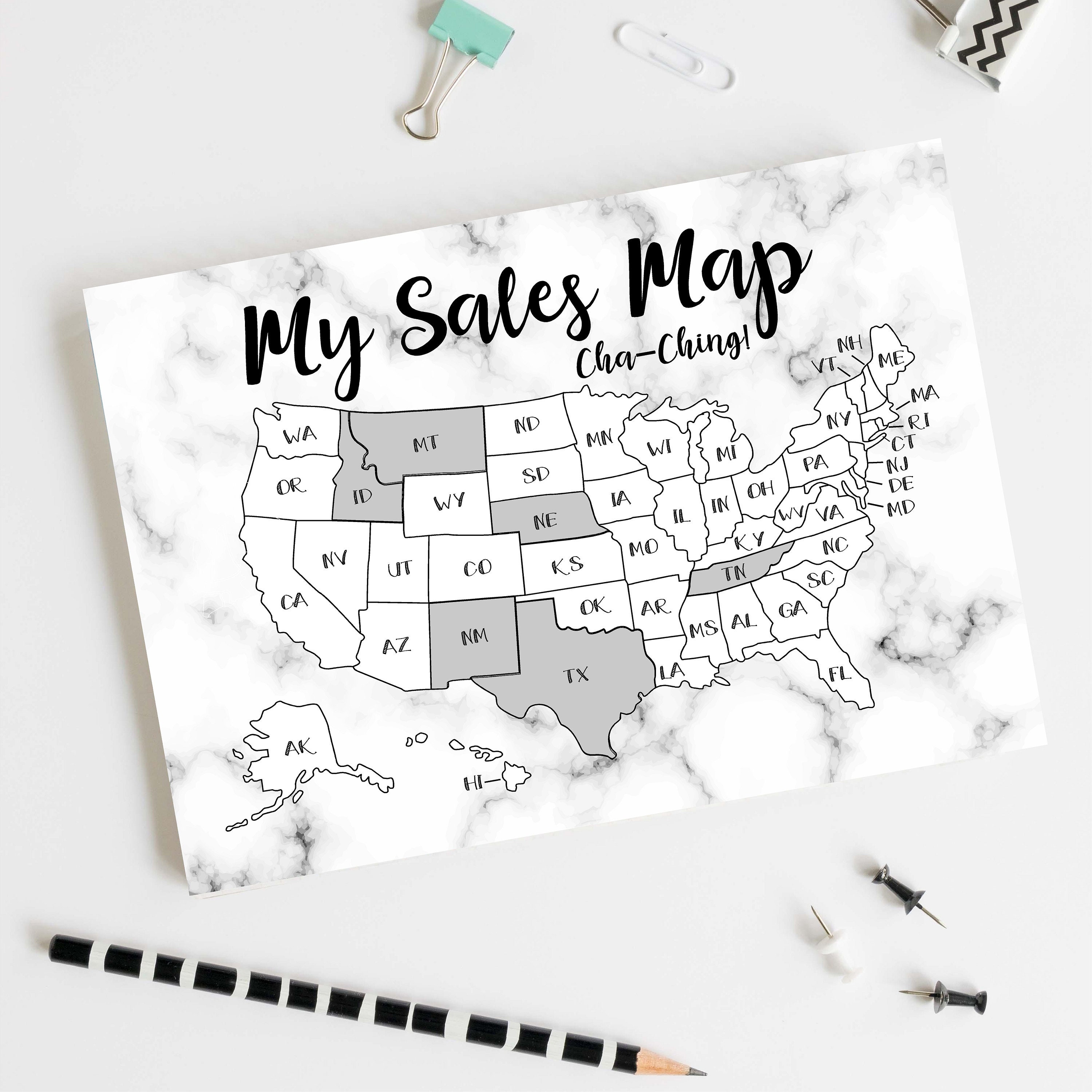 Etsy Sales Map, Sales Tracker, Coloring Map, Sales Chart - Etsy