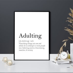 Adulting Definition, Wall Print, Wall Art, Definition Print - Etsy ...
