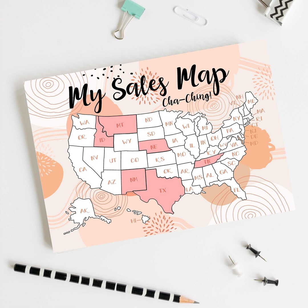 Etsy Sales Map, Sales Tracker, Coloring Map, Etsy Sales Printable - Etsy