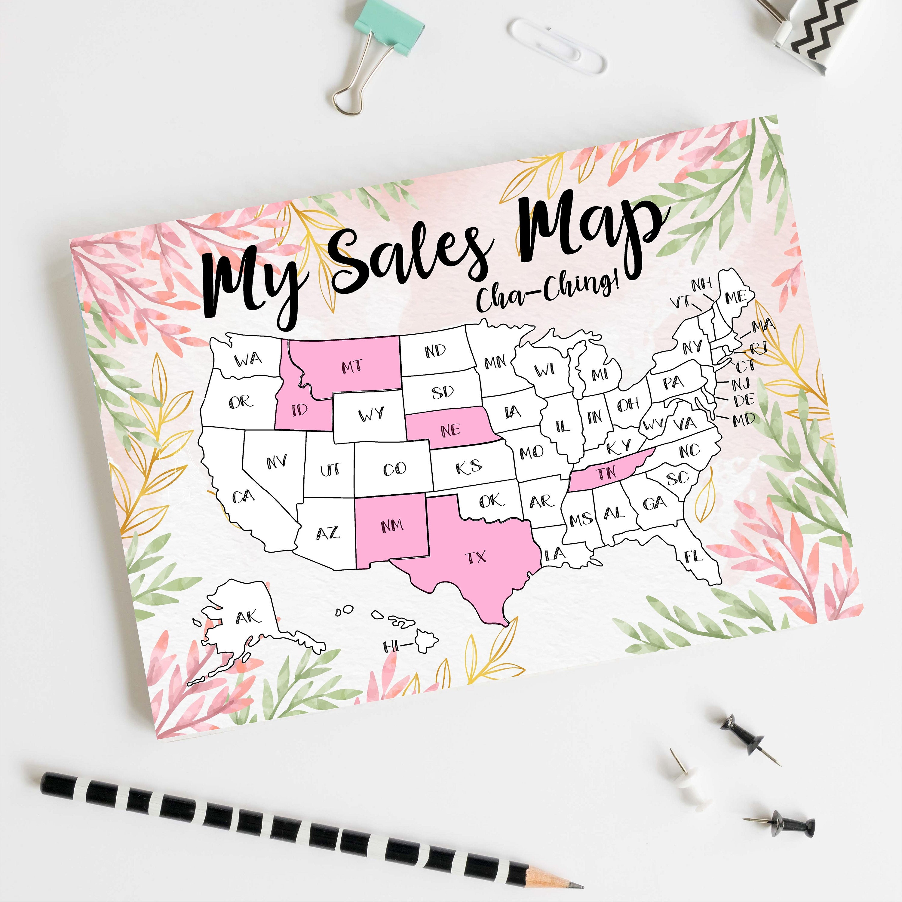 Etsy Sales Map, Sales Tracker, Coloring Map, Sales Chart - Etsy