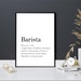Barista Definition, Dictionary Definition, Barista Gift, Coffee Wall ...