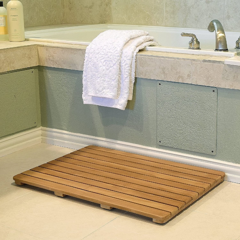 Teak Shower Mat 30 Inch Large Bath Mat Non-slip Teak | Etsy