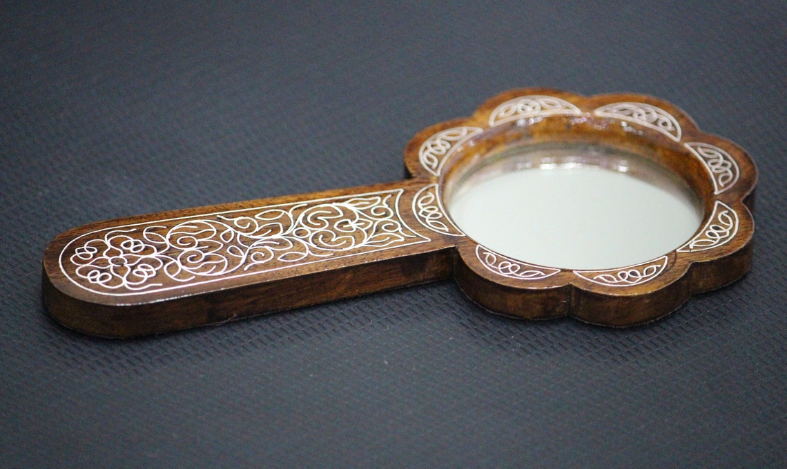 Hand Mirror Vanity Hand Mirror Wooden Mirror Handmade - Etsy