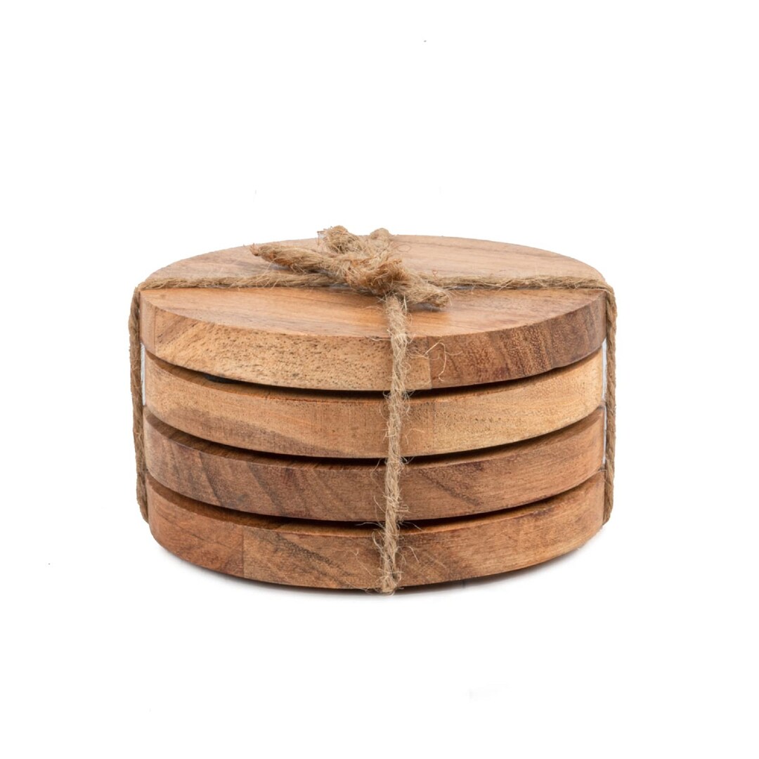 Wooden Circle Coasters | Acacia | Minimalist Design - Etsy