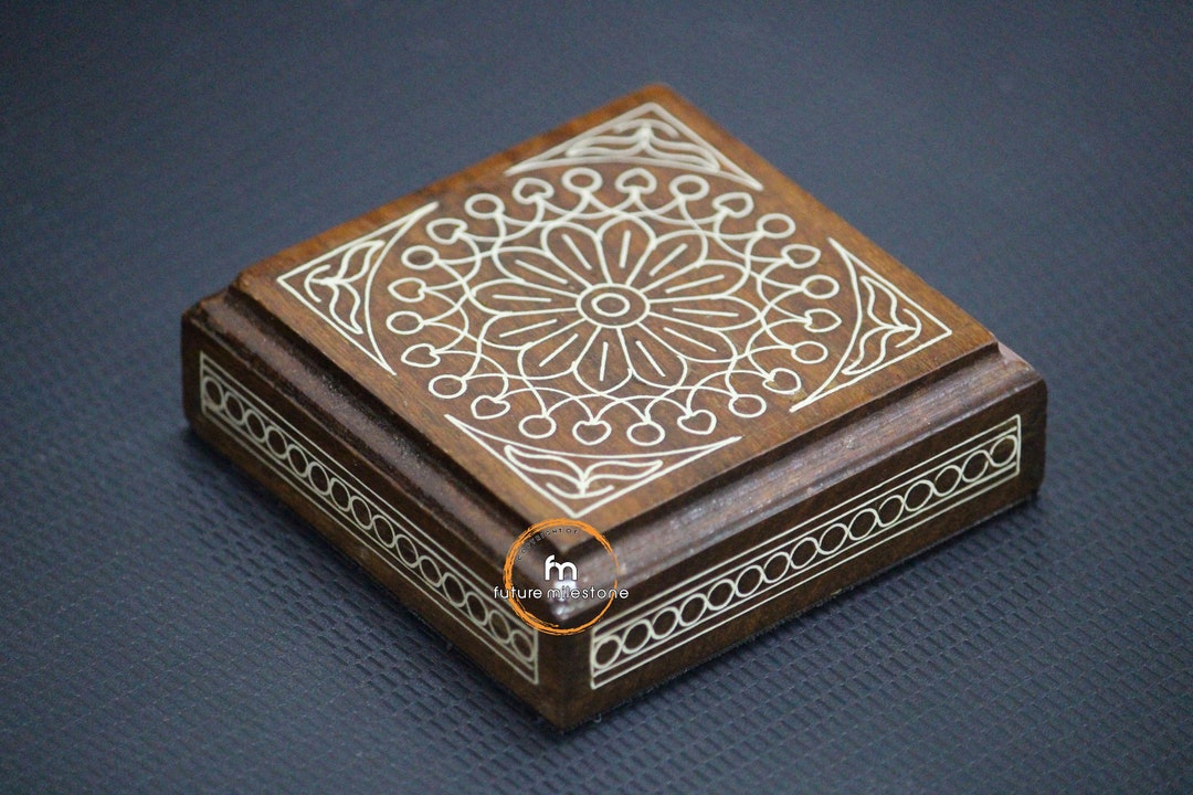 Handmade Wood Paperweight, Fine Silver Floral Inlay, Desk Accessory - Etsy