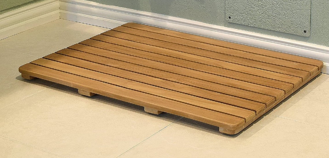 Teak Shower Mat 30 Inch Large Bath Mat Non-slip Teak | Etsy