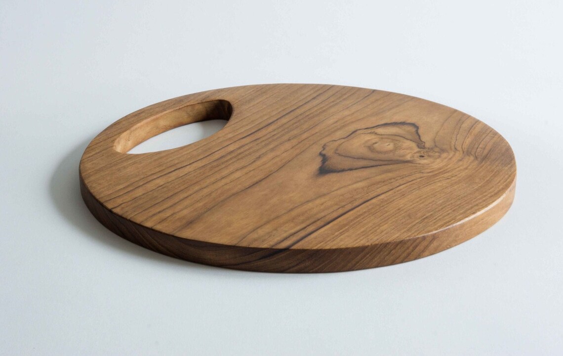 Cutting Board Round Chopping Board Teak Wood - Etsy