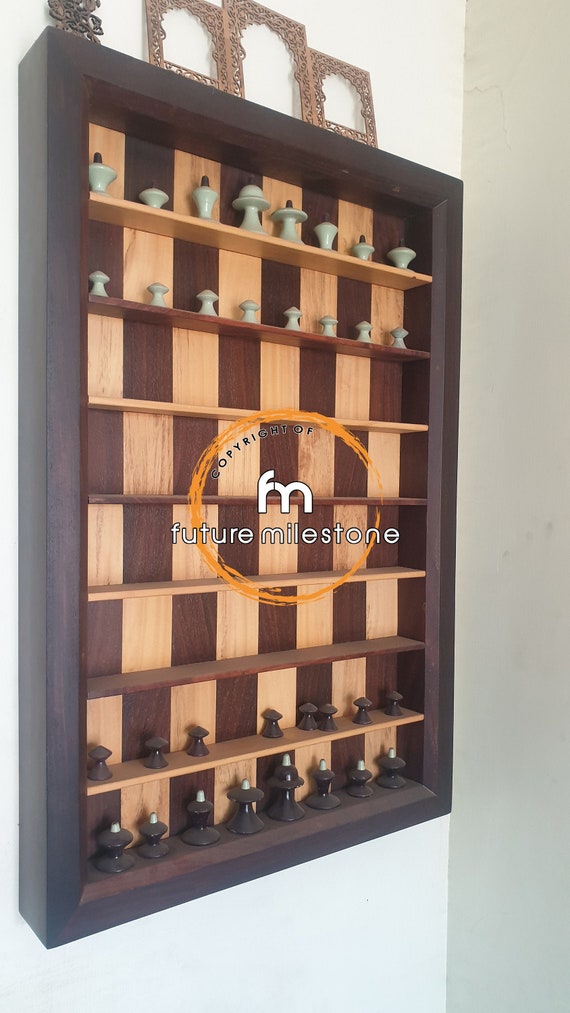 Vertical Wall Mounted Wooden Chess Board With Brown Frame and - Etsy