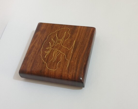 Paperweight wood paperweight Handmade brass inlay | Etsy