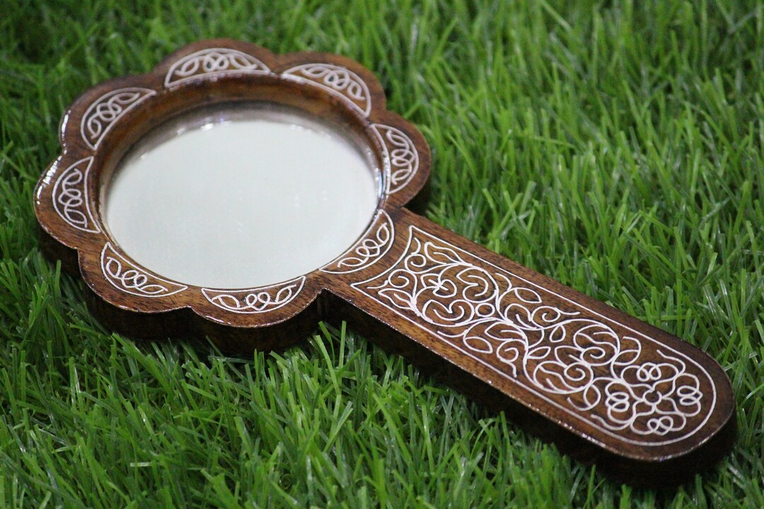 Hand Mirror, Vanity Hand Mirror, Wooden Mirror, Handmade Antique Mirror ...