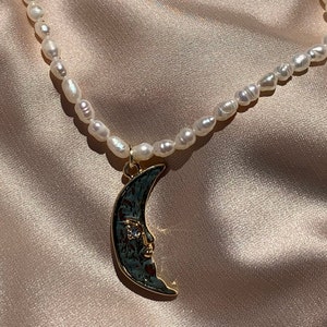 18 Carat Gold Plated Abstract Half Face Hammered Moon - Etsy