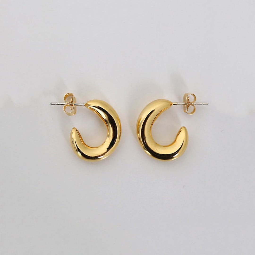 Pendientes de aro pequeños de oro Pendientes de aro gruesos - Etsy España