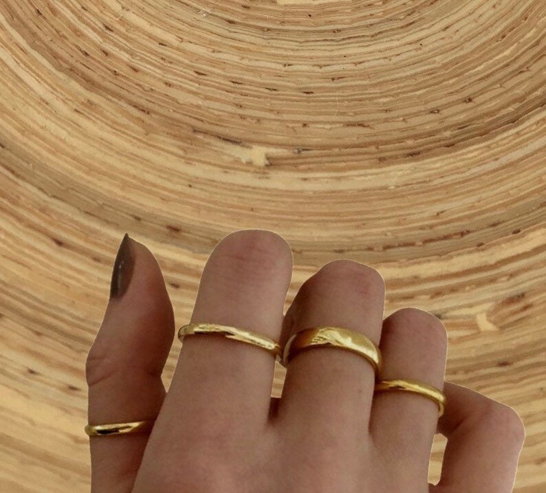 18 Carat Gold Plated Minimalist Stackable Round Ring Womens | Etsy