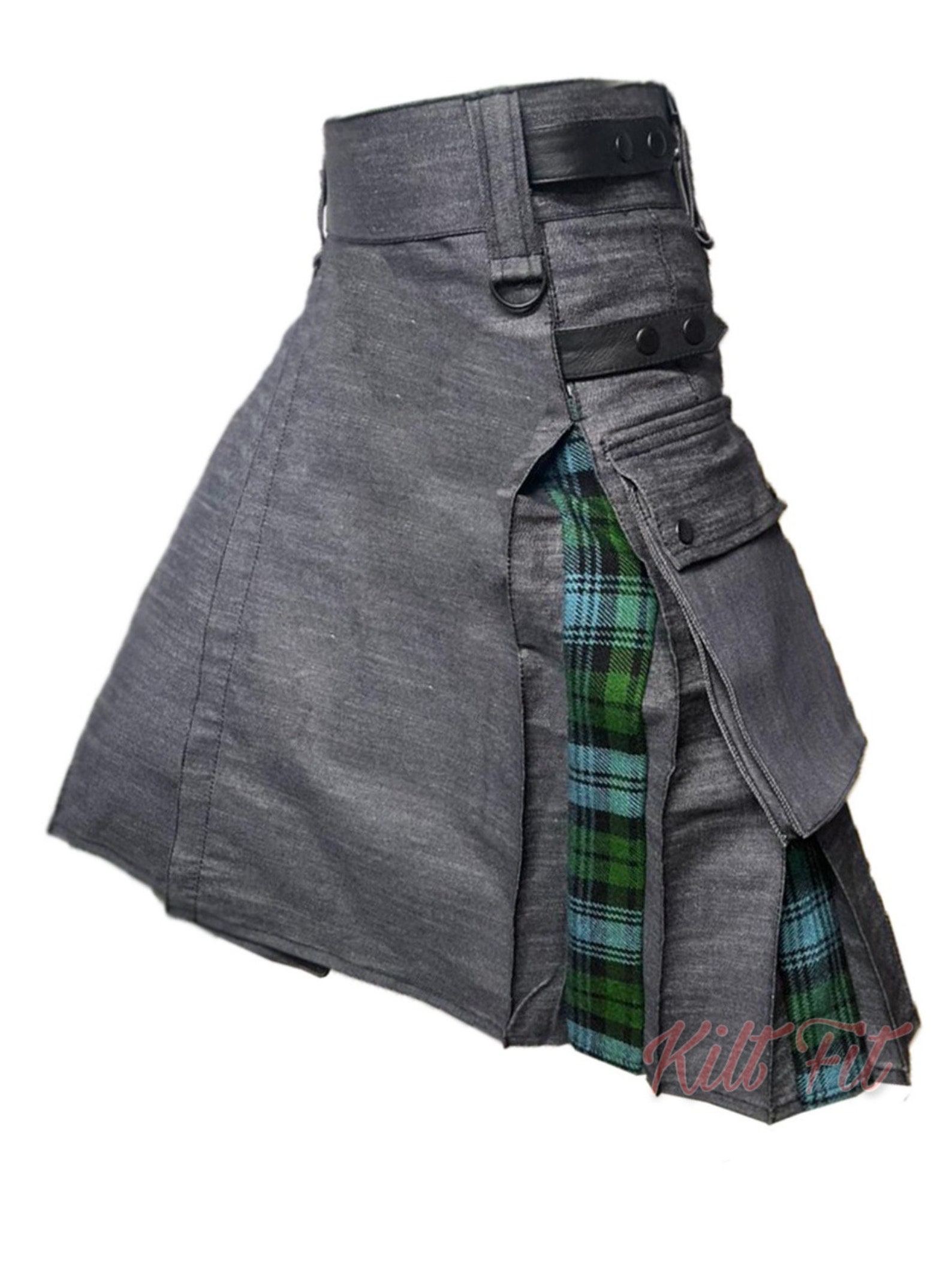 Men's Scottish Black Jeans Denim Hybrid Kilt Utility - Etsy