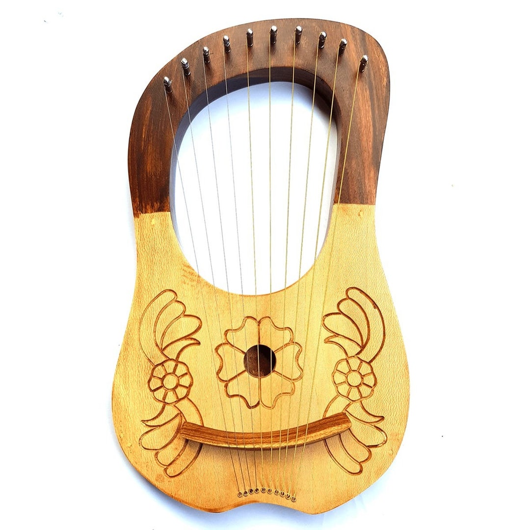 Flower Design 10 Strings Ash Wood Lyre Harp/lyre Harp 10 - Etsy