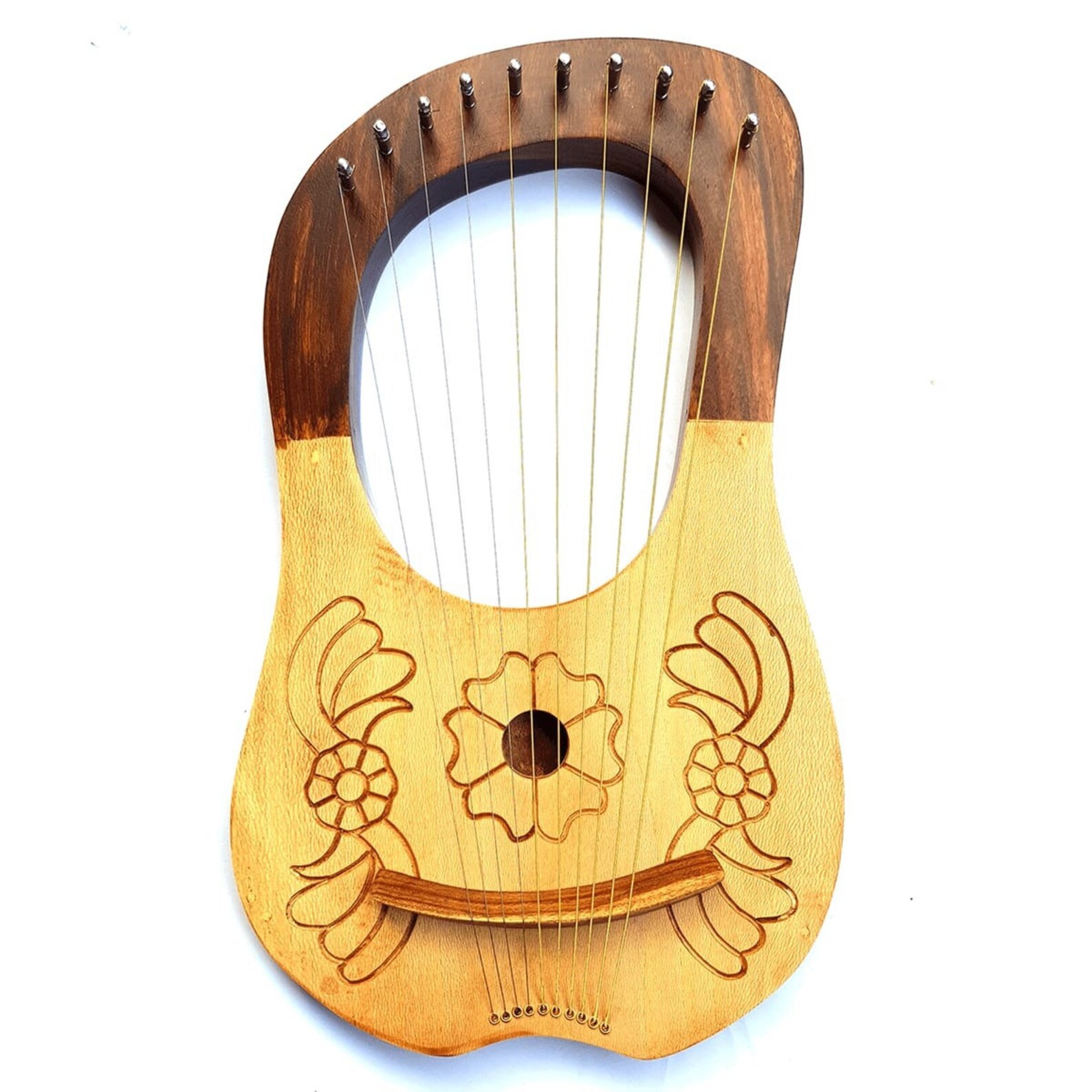 Flower Design 10 Strings Ash Wood Lyre Harp/lyre Harp 10 - Etsy