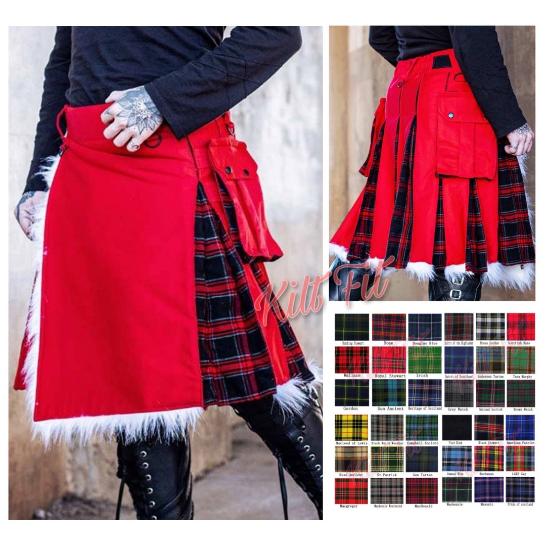 Christmas Kilt Scottish Vintage Santa Claus Hybrid Kilts for Men ...