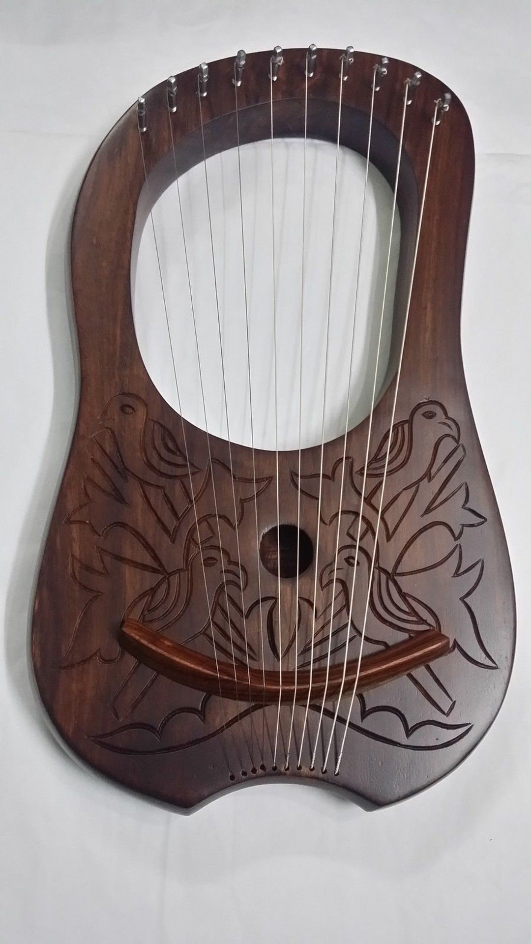 Rosewood Lyre Harp 10 Metal Strings/rosewood Engraved Lyre - Etsy