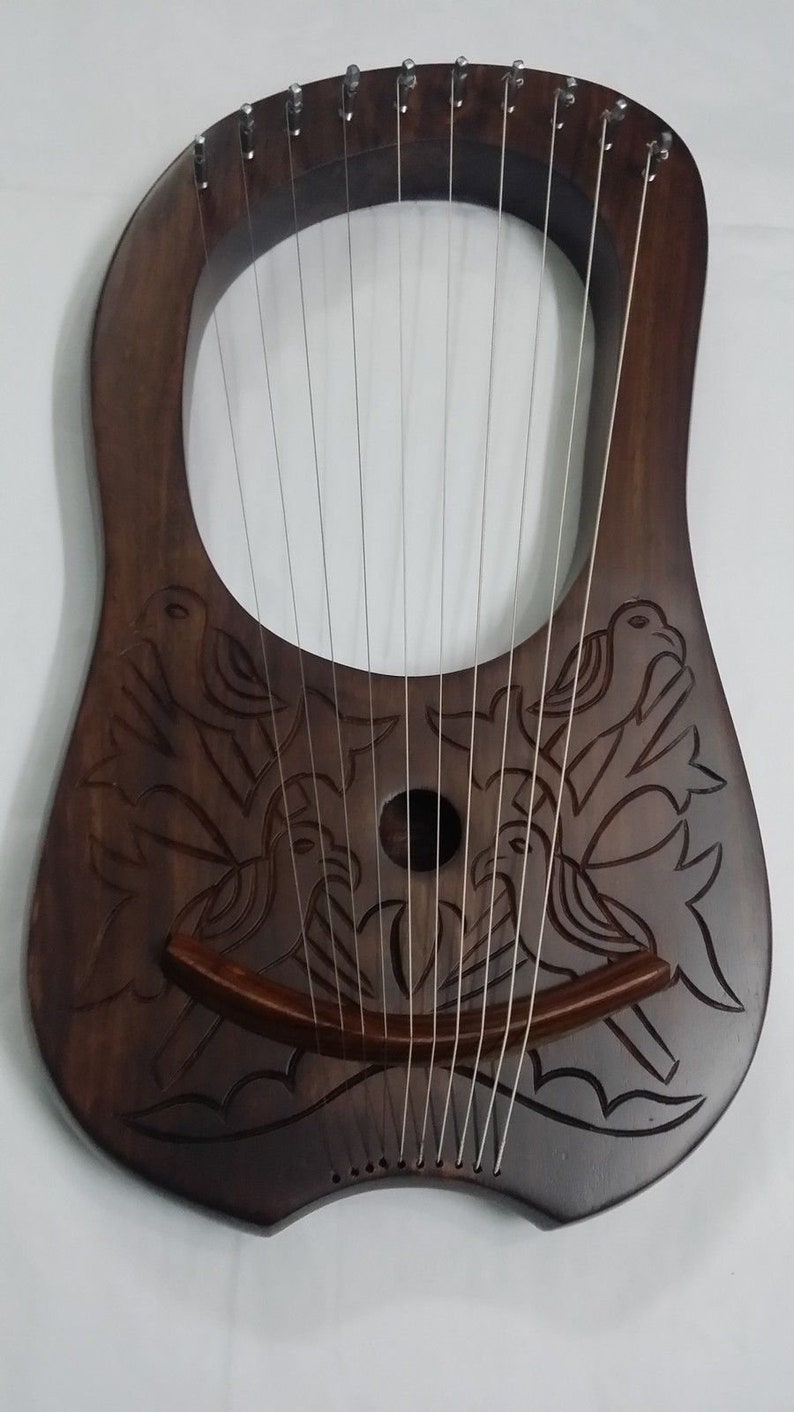 Rosewood Lyre Harp 10 Metal Strings/rosewood Engraved Lyre - Etsy
