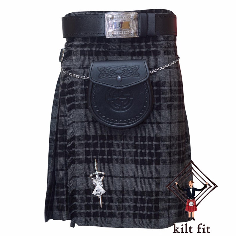 Scottish Men's Highland Grey Tartan Handemade Kilt - Etsy