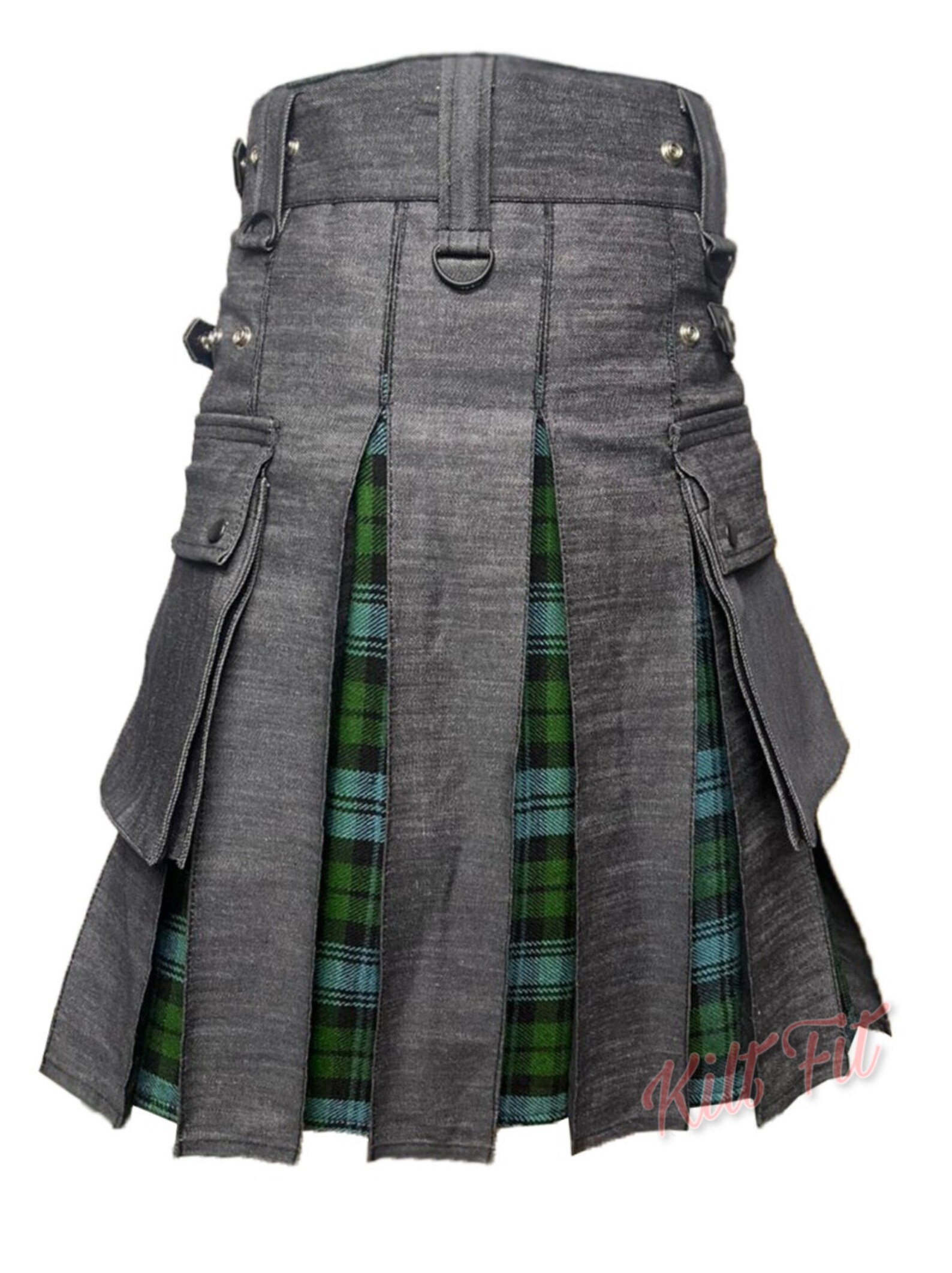 Men's Scottish Black Jeans Denim Hybrid Kilt Utility - Etsy
