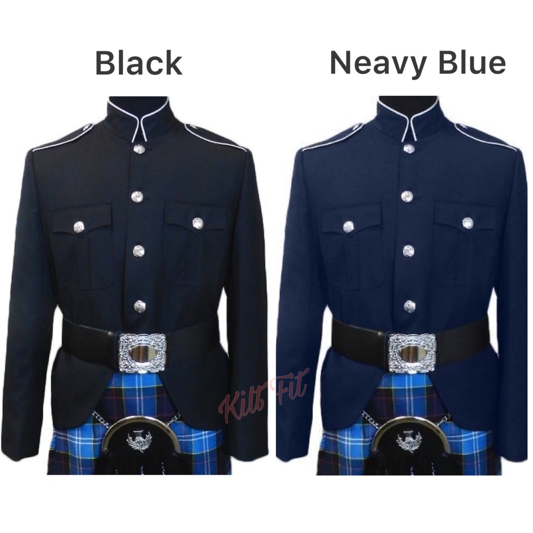 Class A Honor Guard Kilt Jacket Black or Neavy Blue With White Trim ...