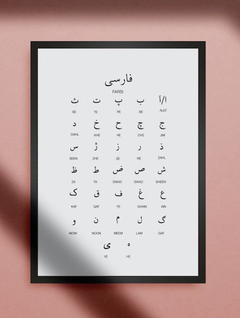 Persian / Farsi Alphabet Printable Art, Farsi Language Digital Print ...