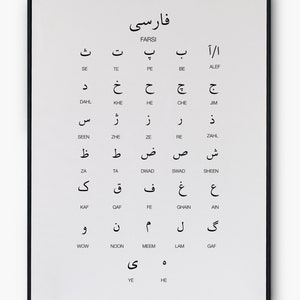 Persian / Farsi Alphabet Printable Art, Farsi Language Digital Print ...