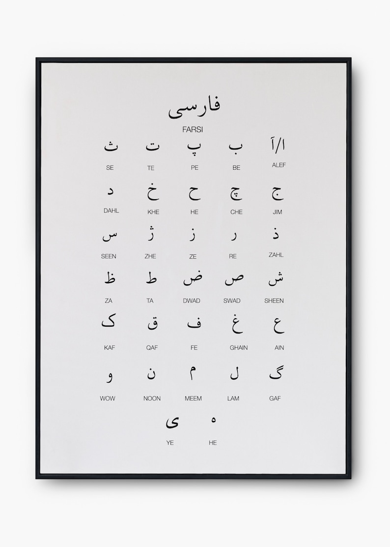 Persian / Farsi Alphabet Printable Art, Farsi Language Digital Print ...