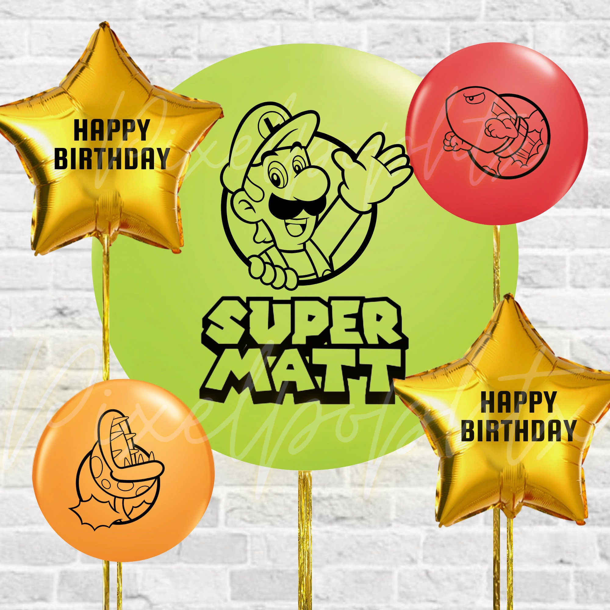 Bowser Birthday Balloon, Mario Party, Luigi, Peaches, Bowser , Toad ...