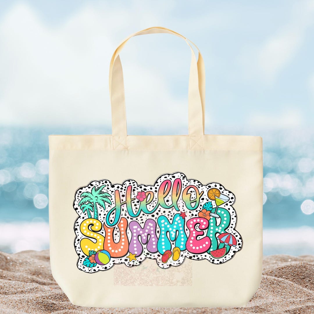 Hello Summer Totes, Beach Tote Bags, Summer Birthday Party Favors ...